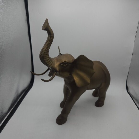 Accents | Vintage Brass Elephant Statue Large African Elephant Trunk Up ...